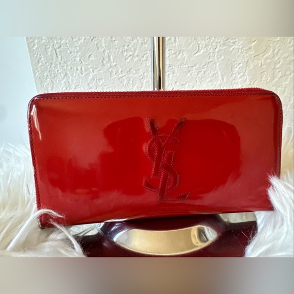 Yves Saint Laurent | Bags | Low Start Ysl Logo Round Zipper Long Wallet ...